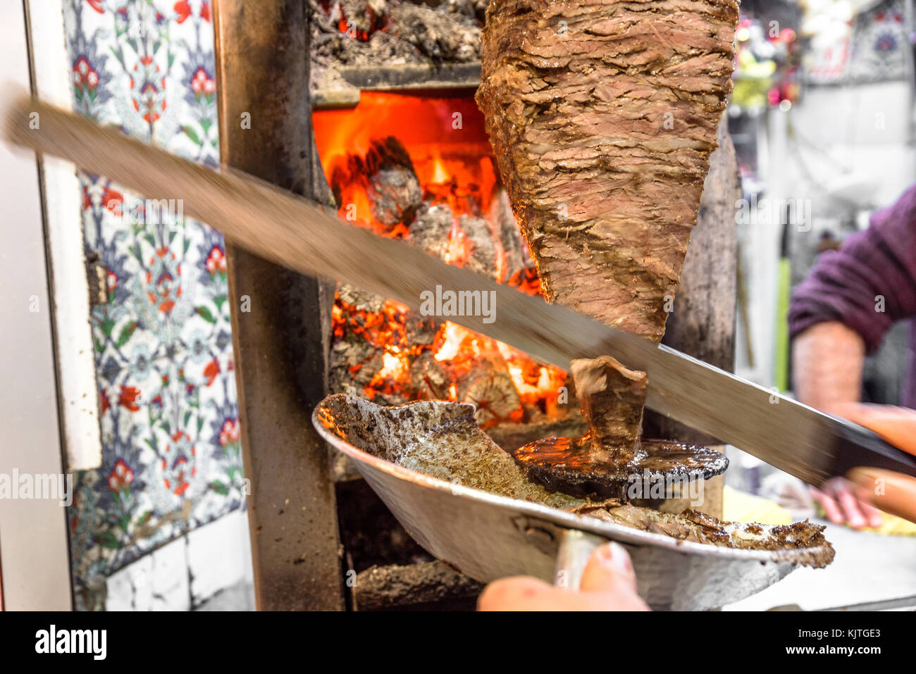 Grilled skewered lamb mutton,traditional meat served in shawarma or ...