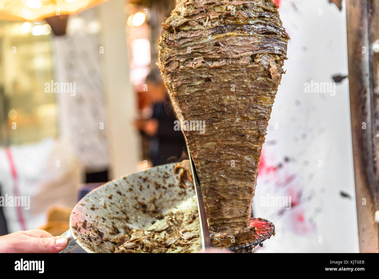 Grilled skewered lamb mutton,traditional meat served in shawarma or ...