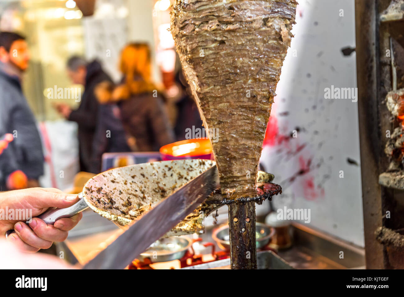 Grilled skewered lamb mutton,traditional meat served in shawarma or ...