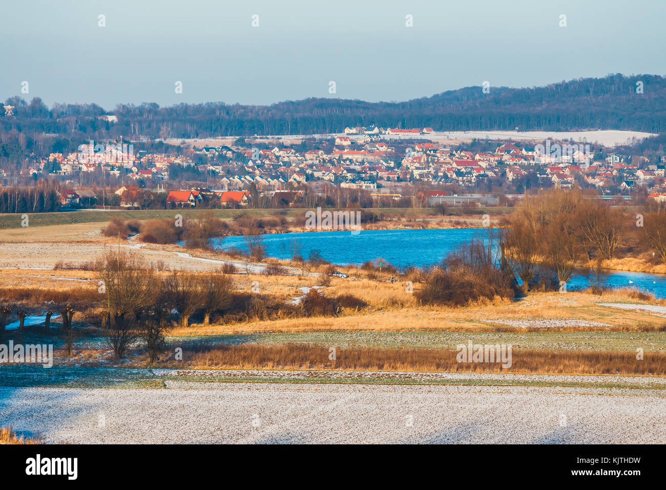 beautiful winter landscape with hoarfrost covered field Stock Photo - Alamy