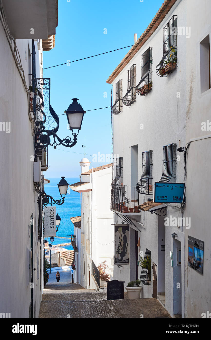 Narrow street in Altea Stock Photo - Alamy