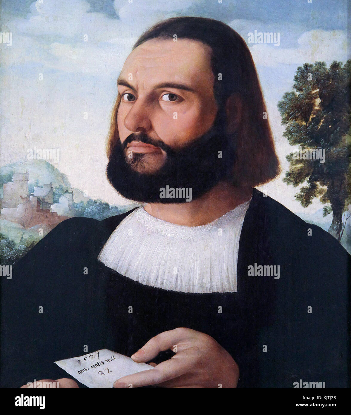 Portrait of a man Holding a Letter (1521).by dutch painter Jan van ...