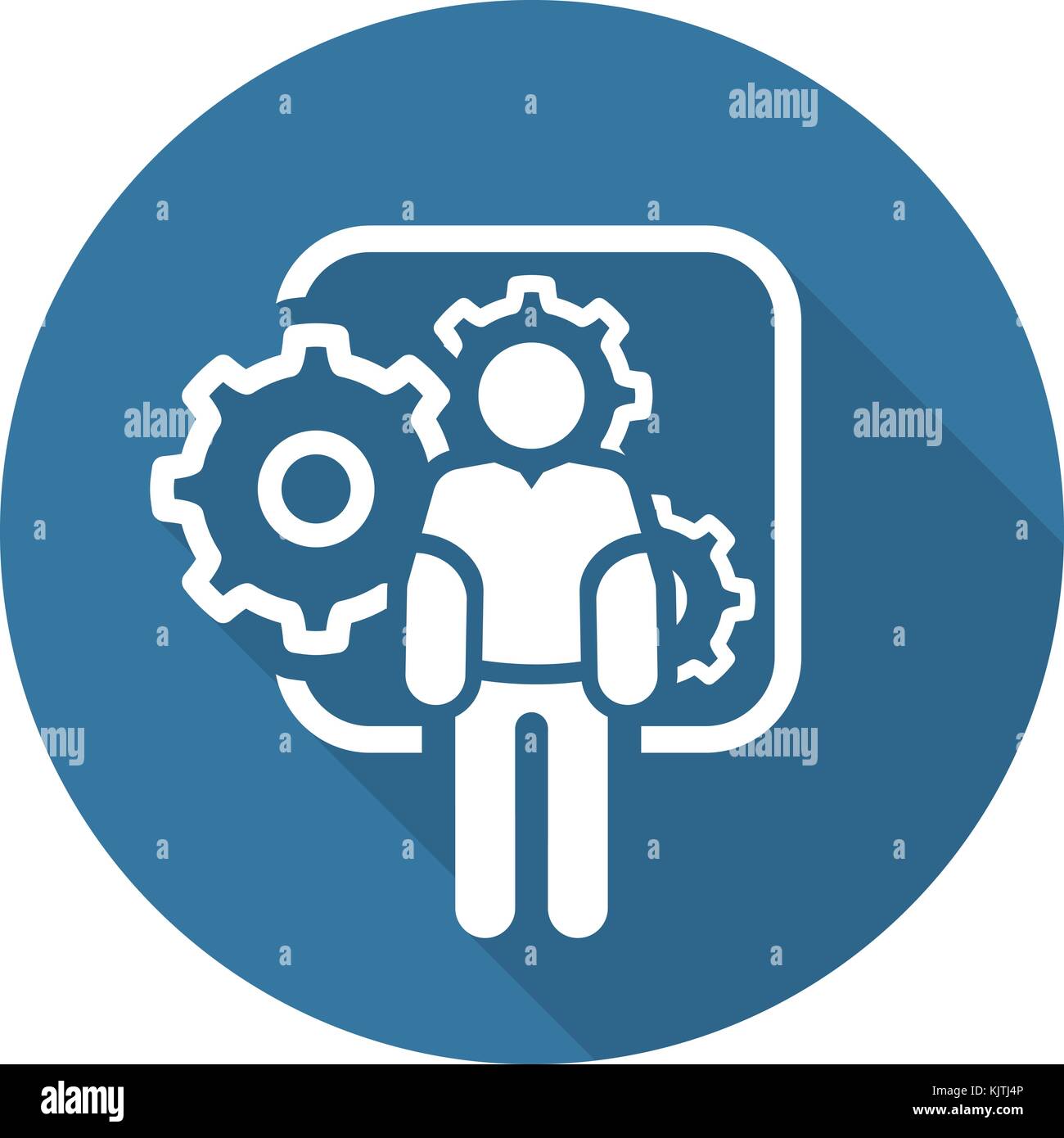 Mechanical Engineering Icon. Man and Gears. Development Symbol Stock ...