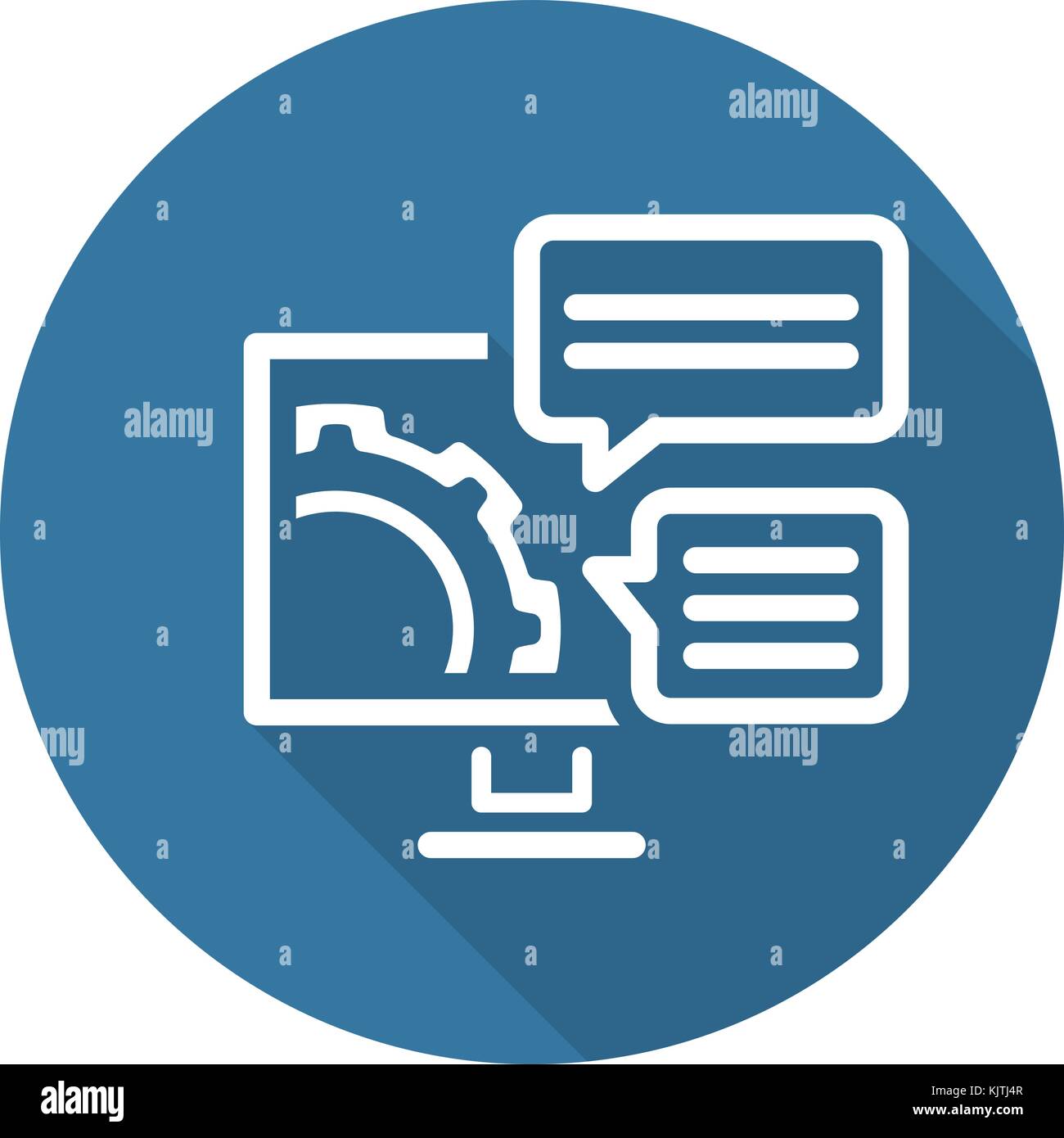 Engineering Solutions Icon. Gear And Computer. Development Symbol. Flat
