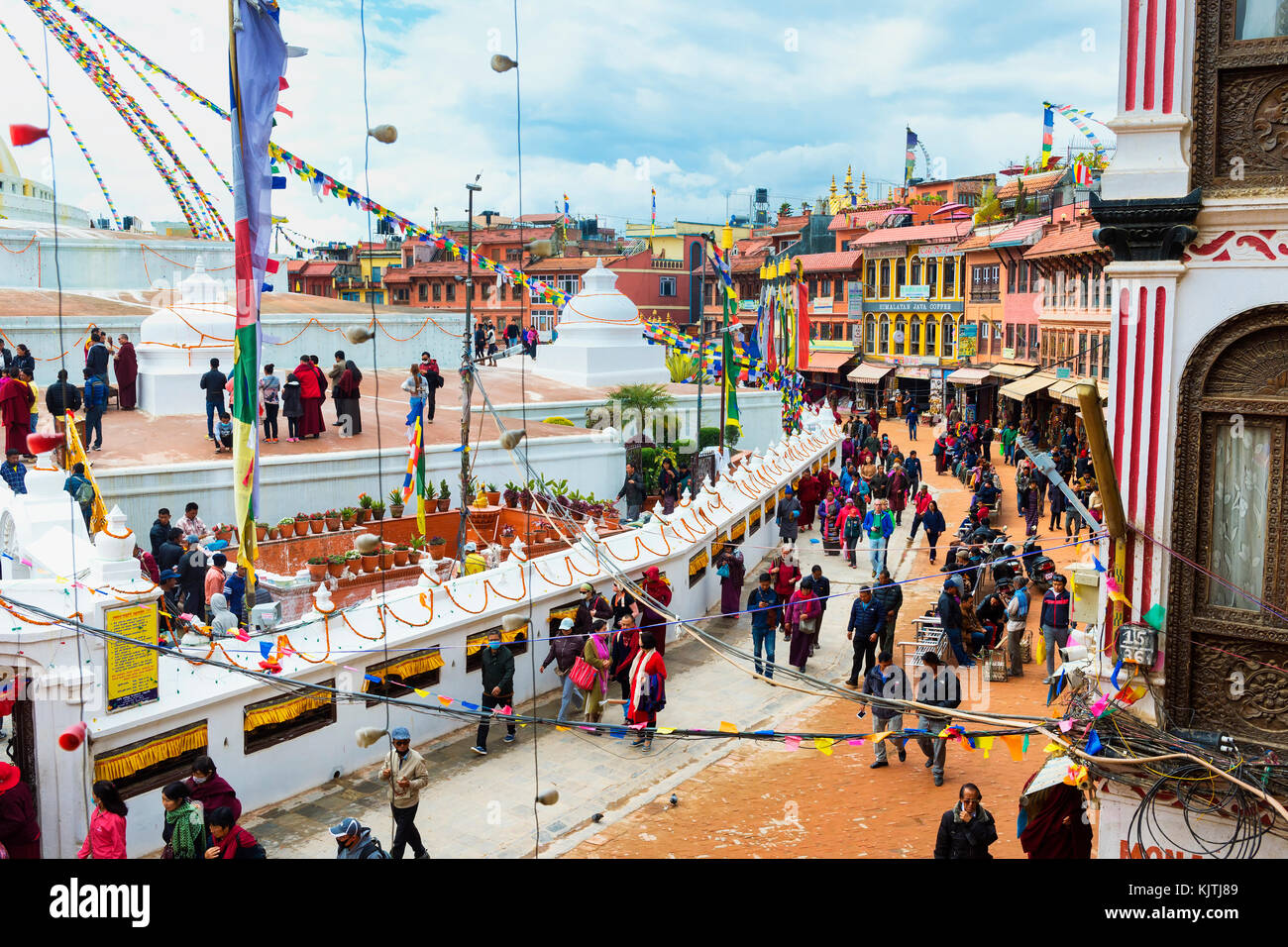 Buddhist pilgrims making the kora or ritual circumnavigation around the ...