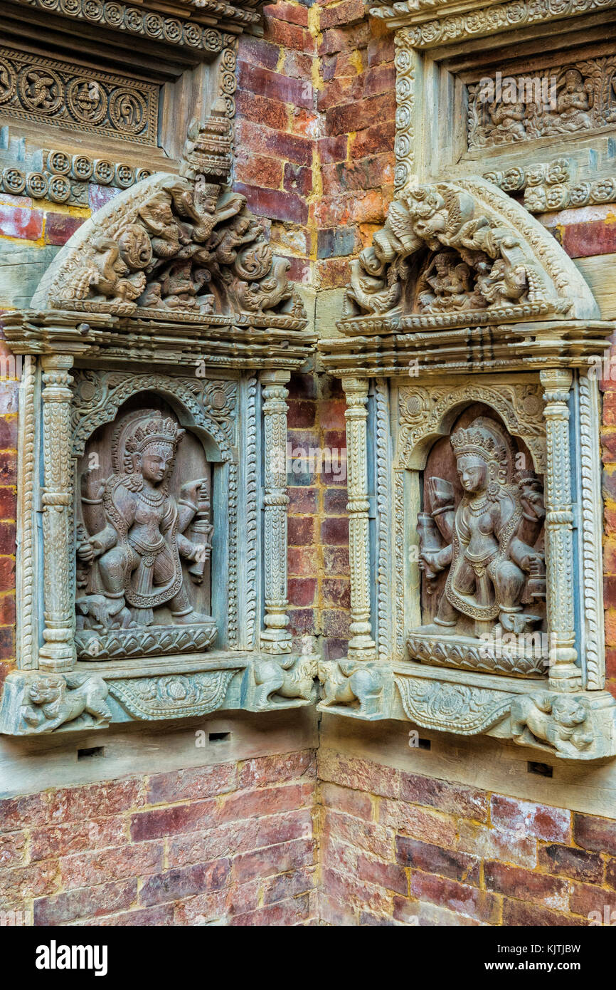 Mul Chowk courtyard, Wall carved Statues, Hanuman Dhoka Royal Palace ...