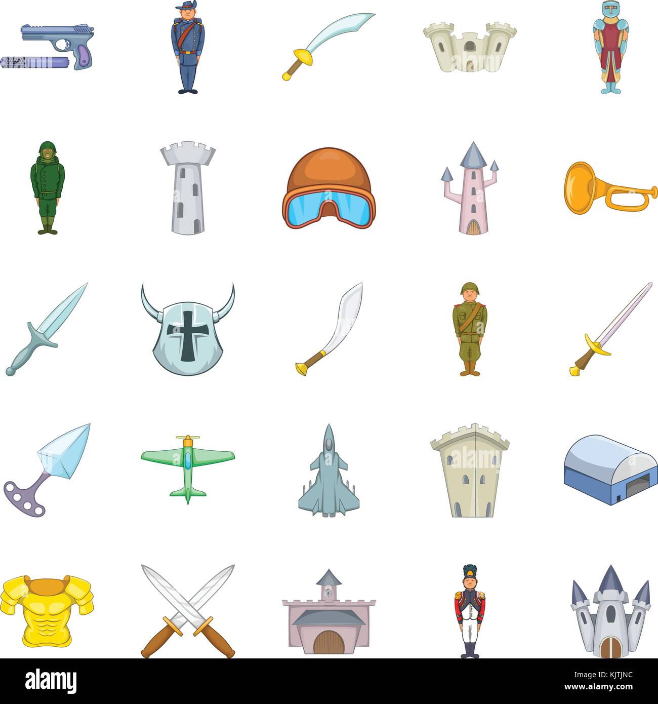 Warlike icons set, cartoon style Stock Vector Image & Art - Alamy
