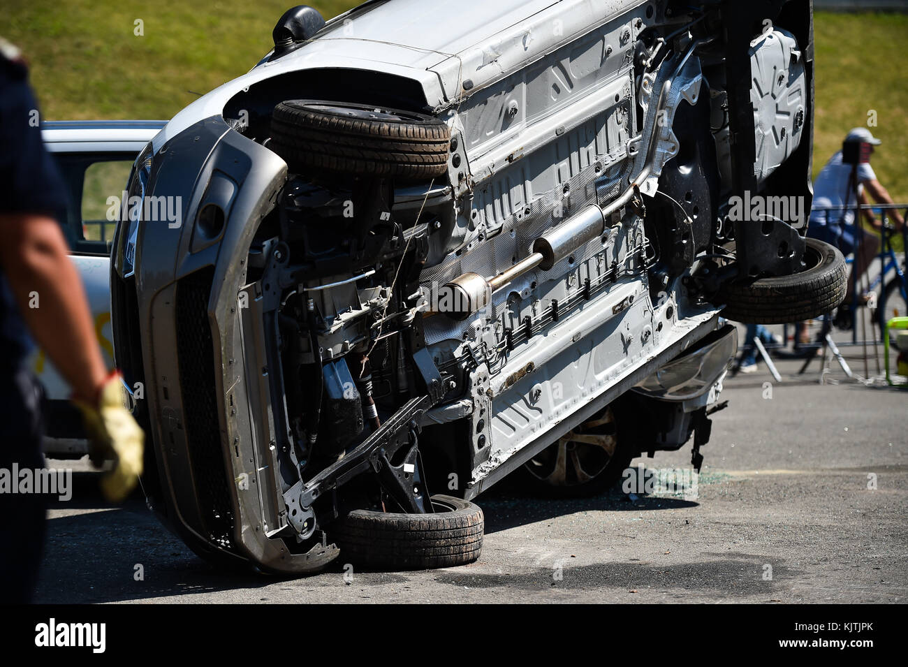 Scene of a car crash and emergency rescue service in action Stock Photo ...