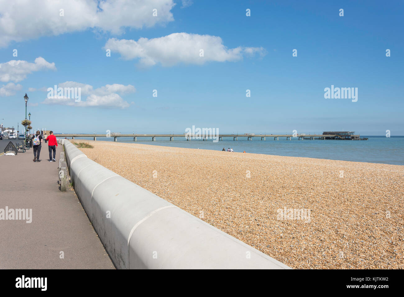 Beach and pier from promenade, Deal, Kent, England, United Kingdom ...