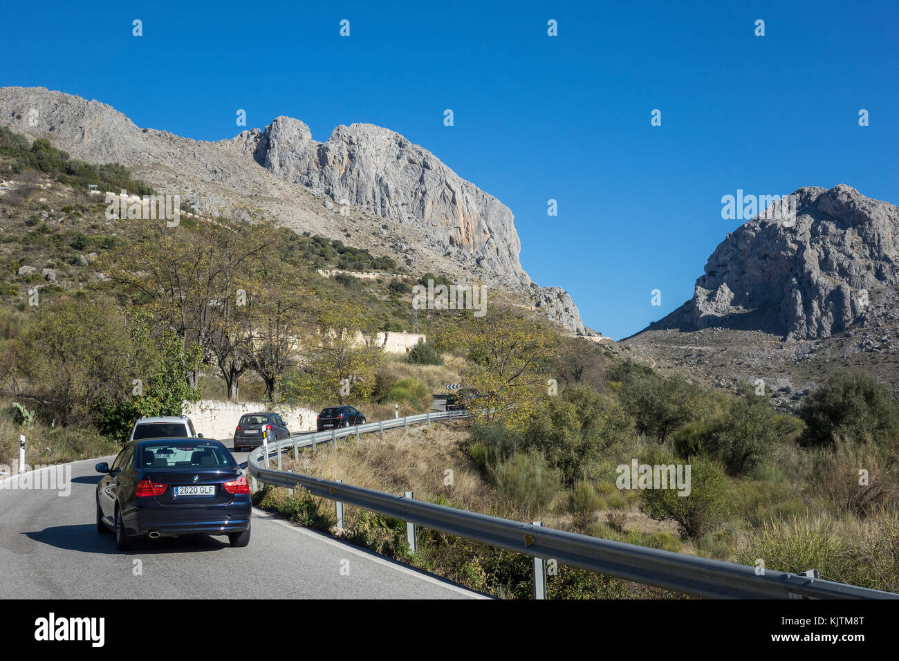 Spain, Andalucia, Costa del Sol, road in the Sierra de Tejeda Stock ...