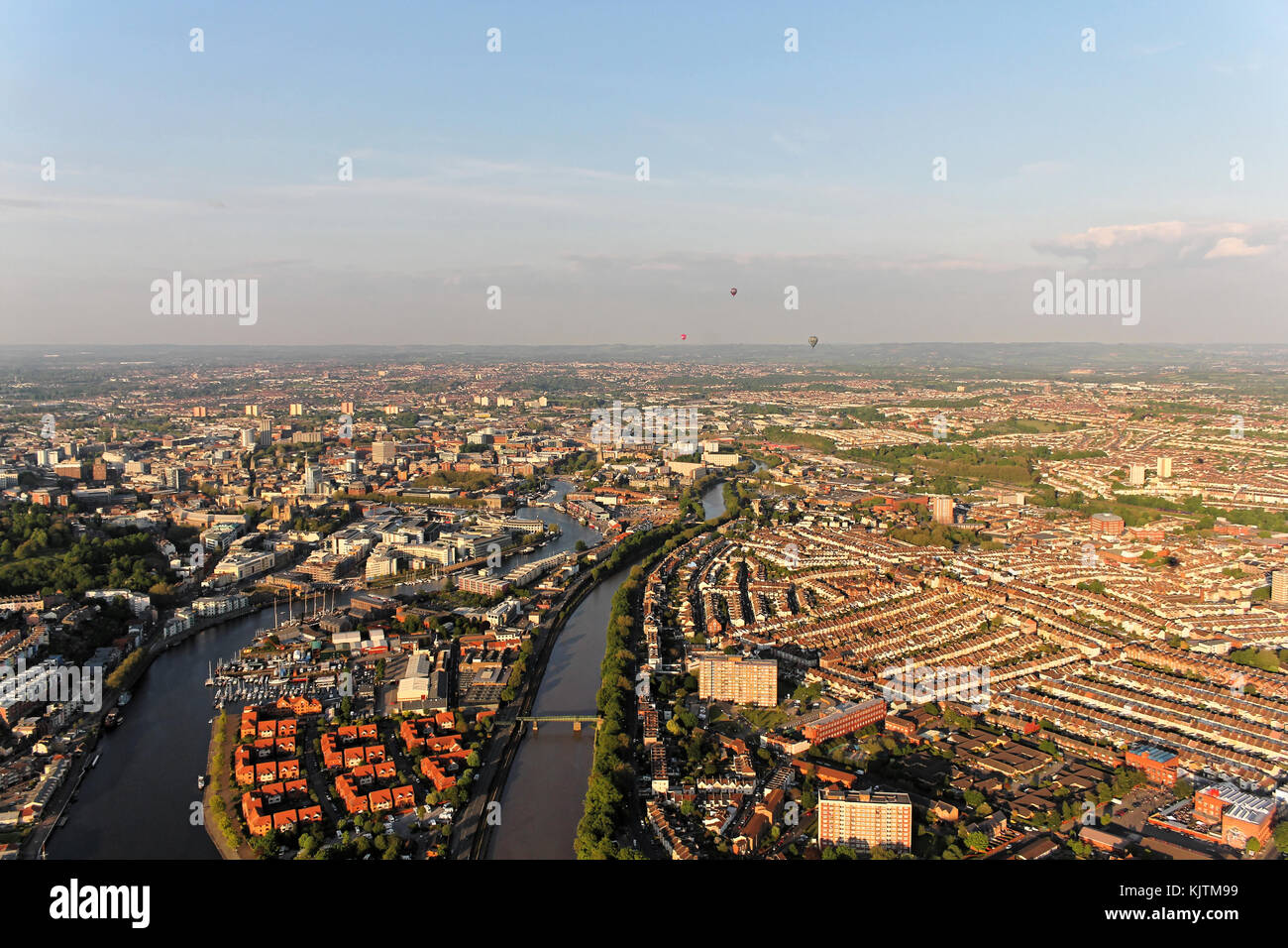 Above the city. Aerial view of streets and houses in Bristol, England ...