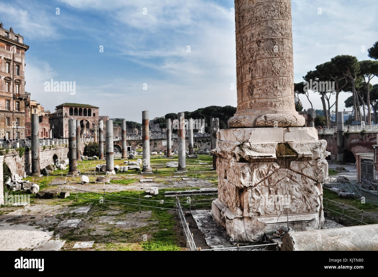 Trajan's Column a Roman triumphal column in Rome, Italy Stock Photo - Alamy