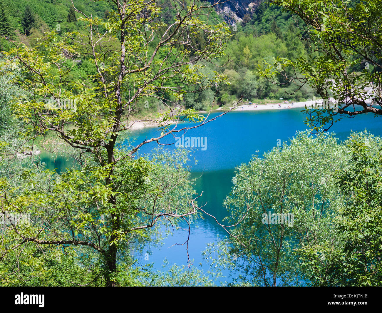 Panorama of Lake Tenno surrounded by Italian mountains Stock Photo - Alamy