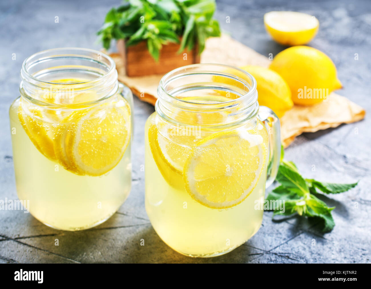lemonade with fresh mint on a table Stock Photo - Alamy