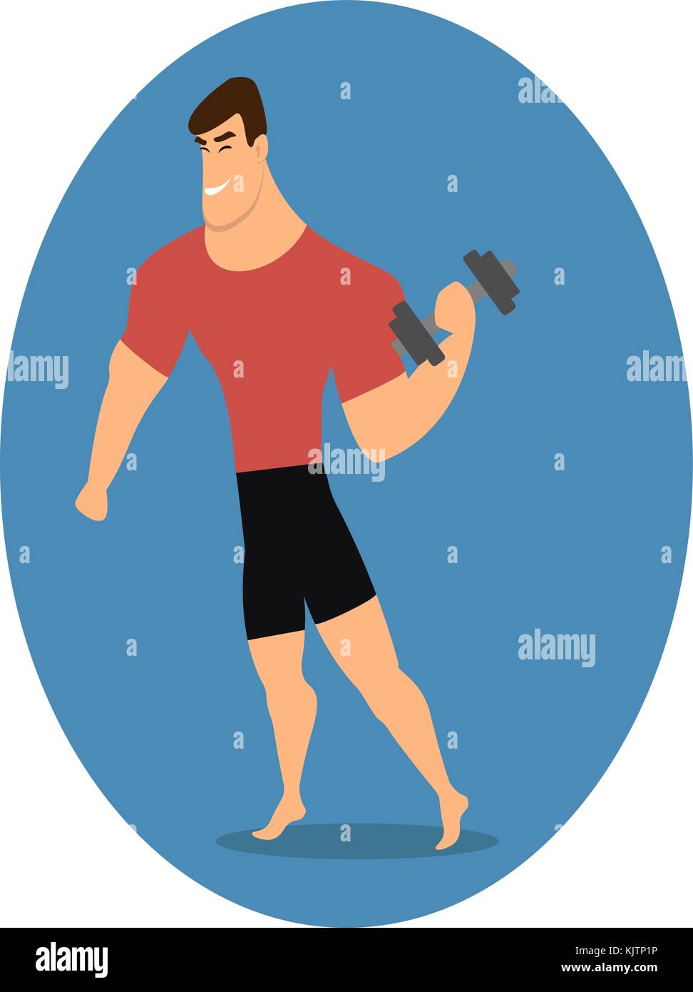 Athlete strong man character holding dumbbell. Vector Stock Vector ...