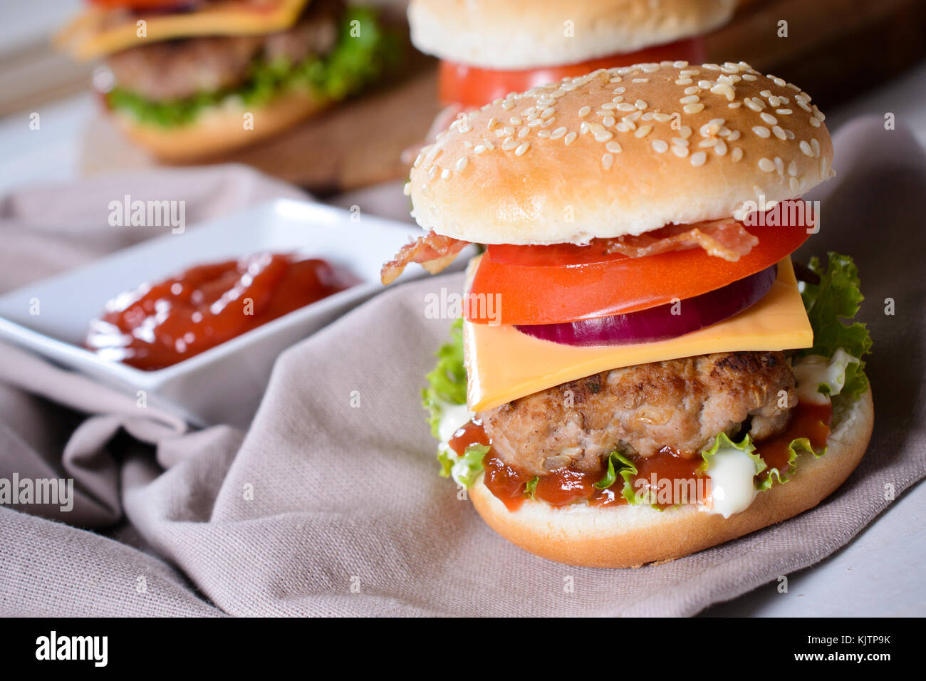 Mini burger with vegetables and cheese,selective focus Stock Photo - Alamy