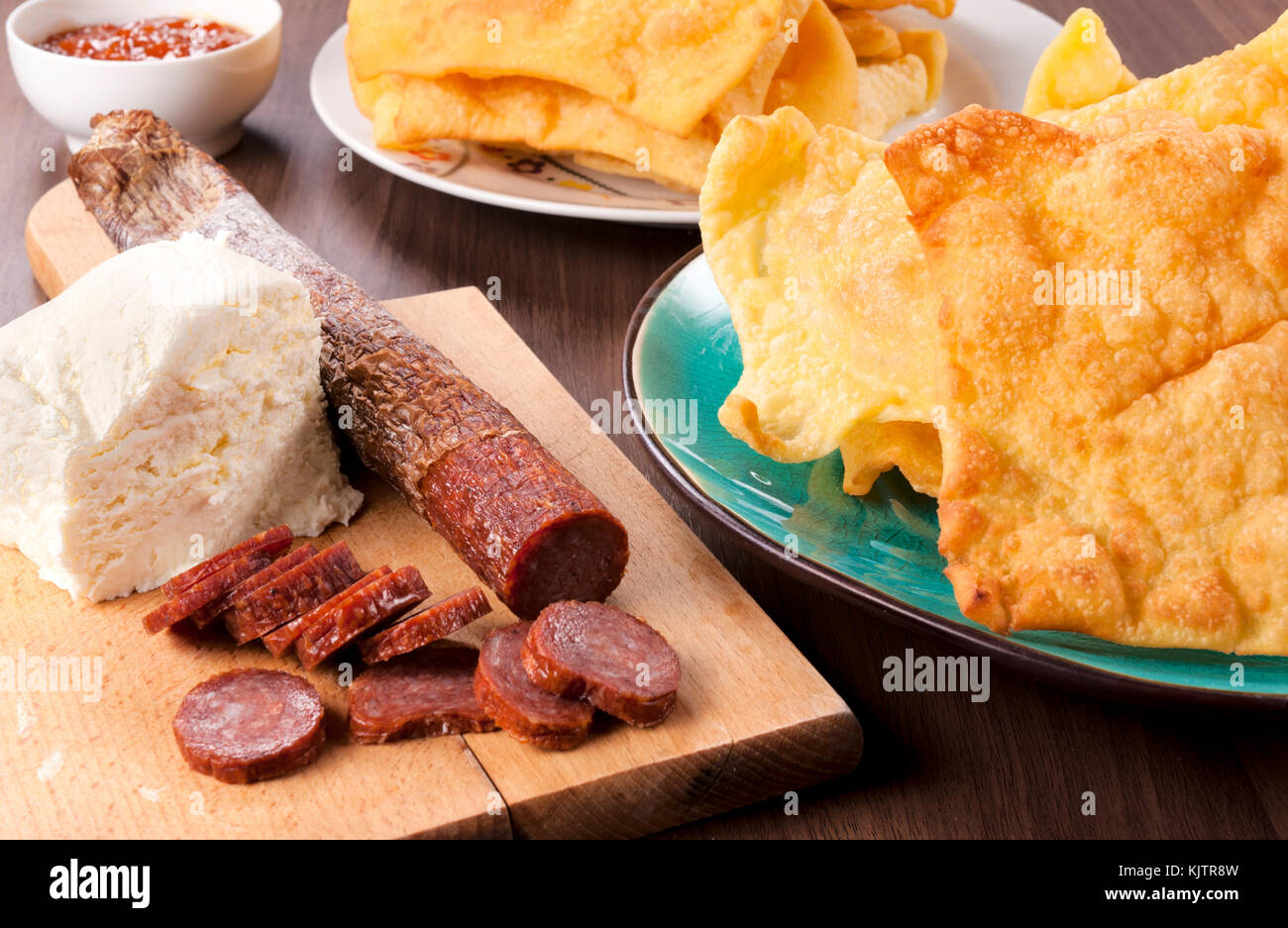 Serbian traditional meal on the wooden table Stock Photo - Alamy