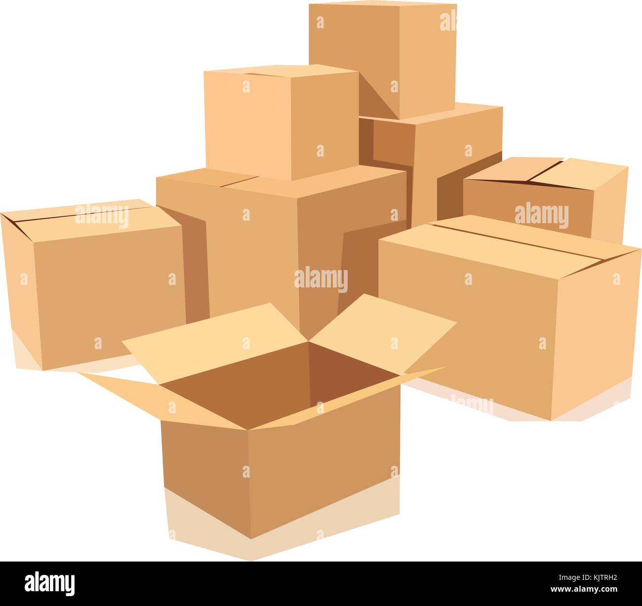 Set of isometric cardboard boxes isolated on white Stock Vector Image ...