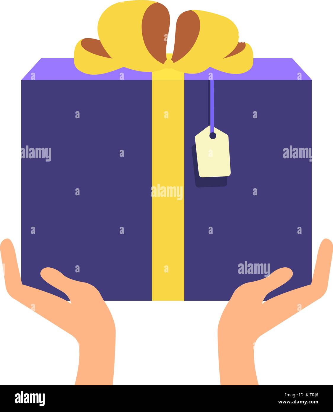 Vector hand giving present in flat style - gift concept illustration ...