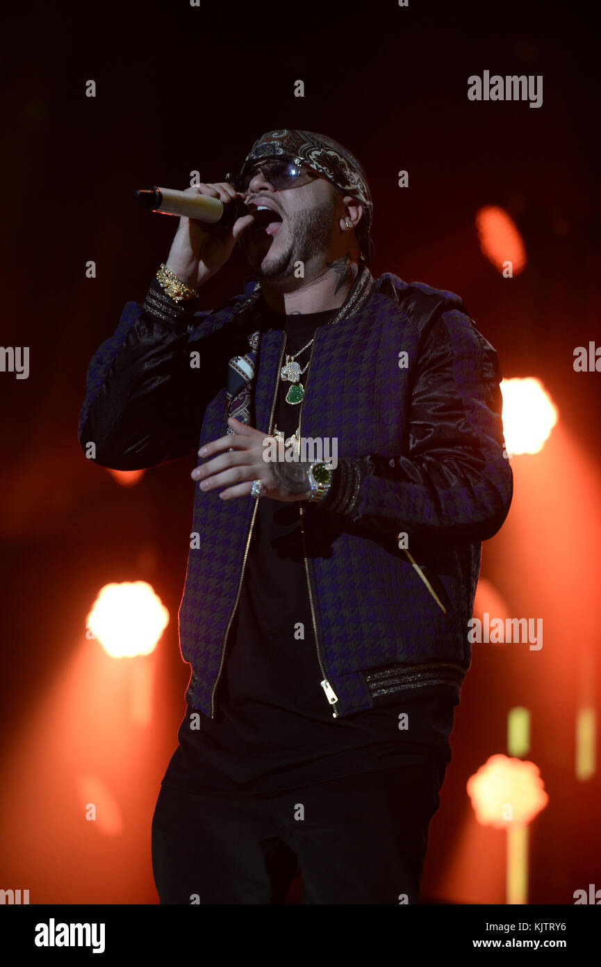 MIAMI, FL - NOVEMBER 05: Farruko performs on stage at iHeartRadio ...