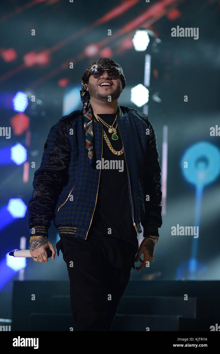 MIAMI, FL - NOVEMBER 05: Farruko performs on stage at iHeartRadio ...