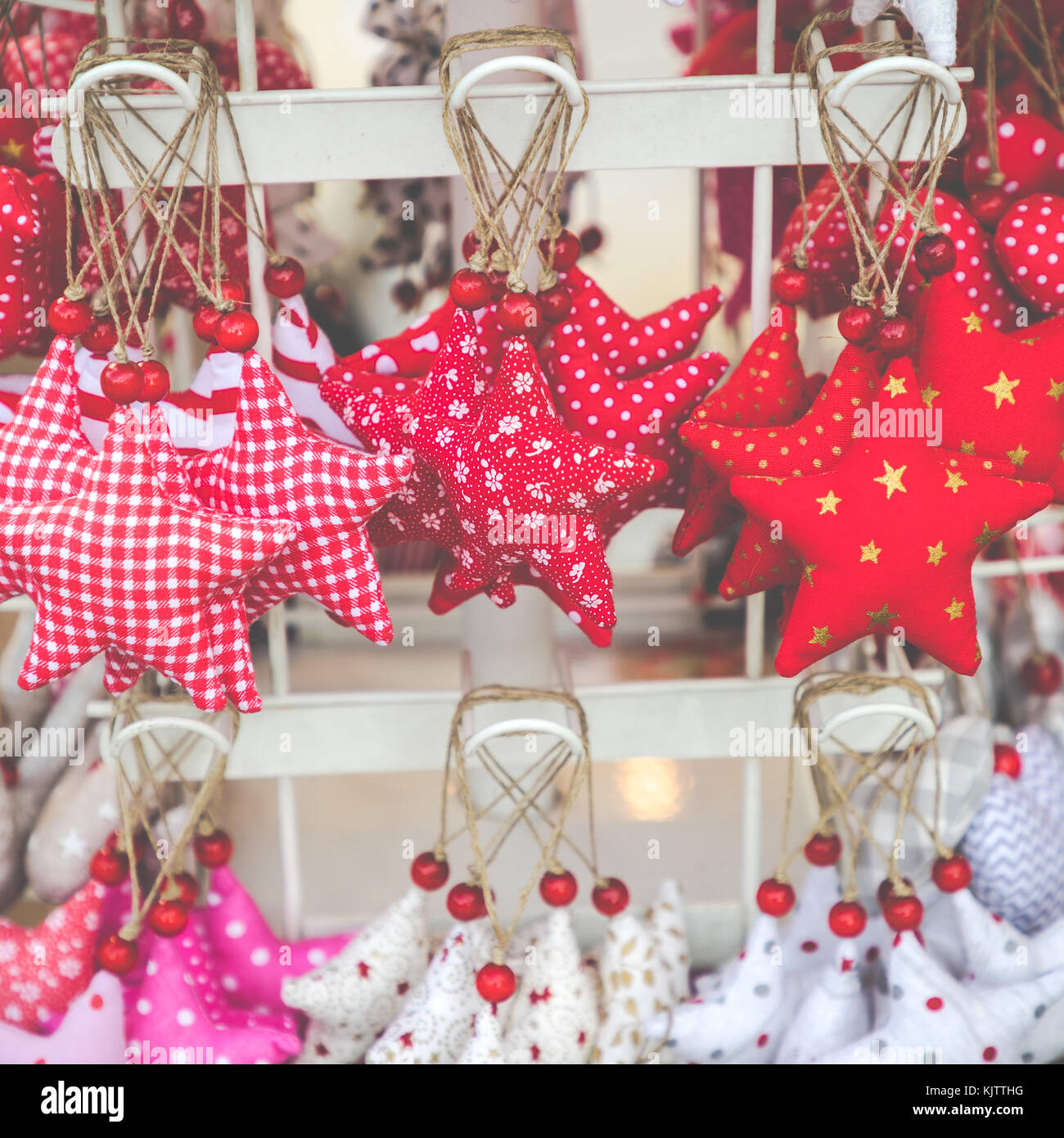 Colorful decorations on the Christmas market Stock Photo - Alamy
