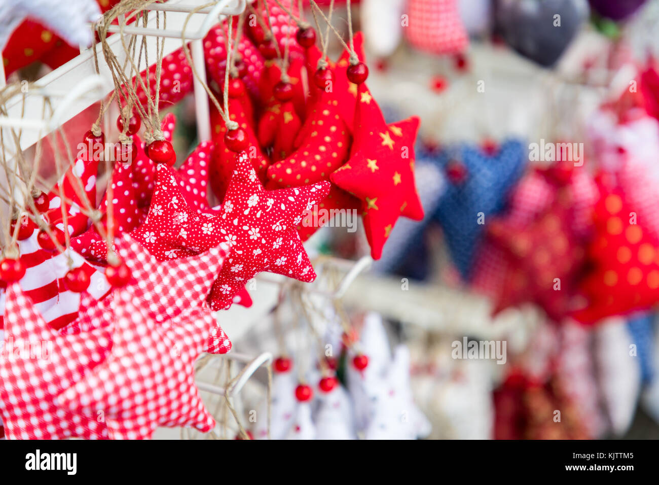 Colorful decorations on the Christmas market Stock Photo - Alamy