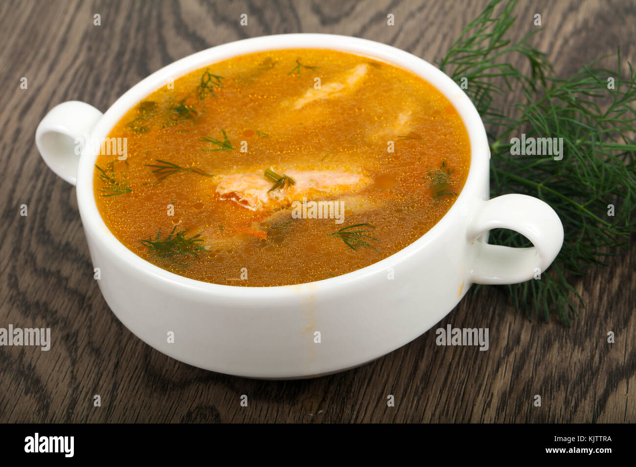 Salmon fish soup Stock Photo - Alamy