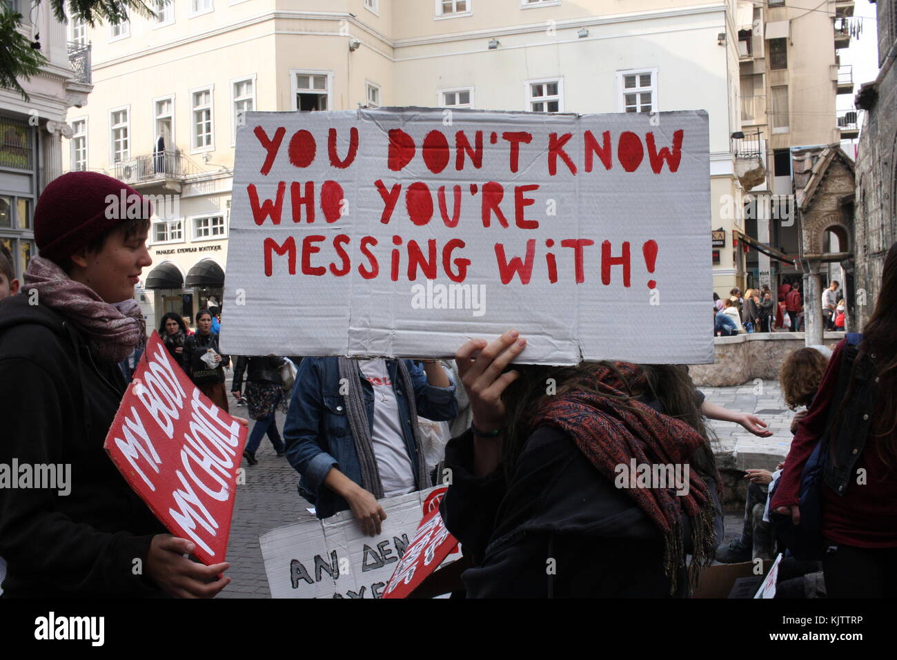 Athens, Greece. 25th Nov, 2017. Women demonstration in Athens. Feminist ...