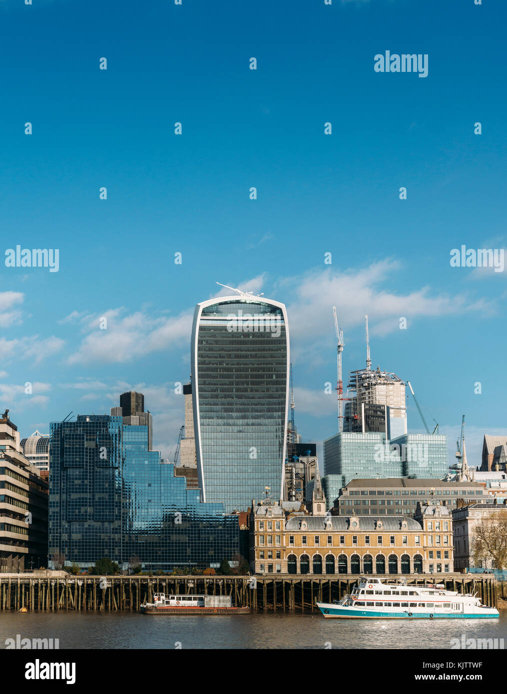 River Thames and City of London financial district background on a ...