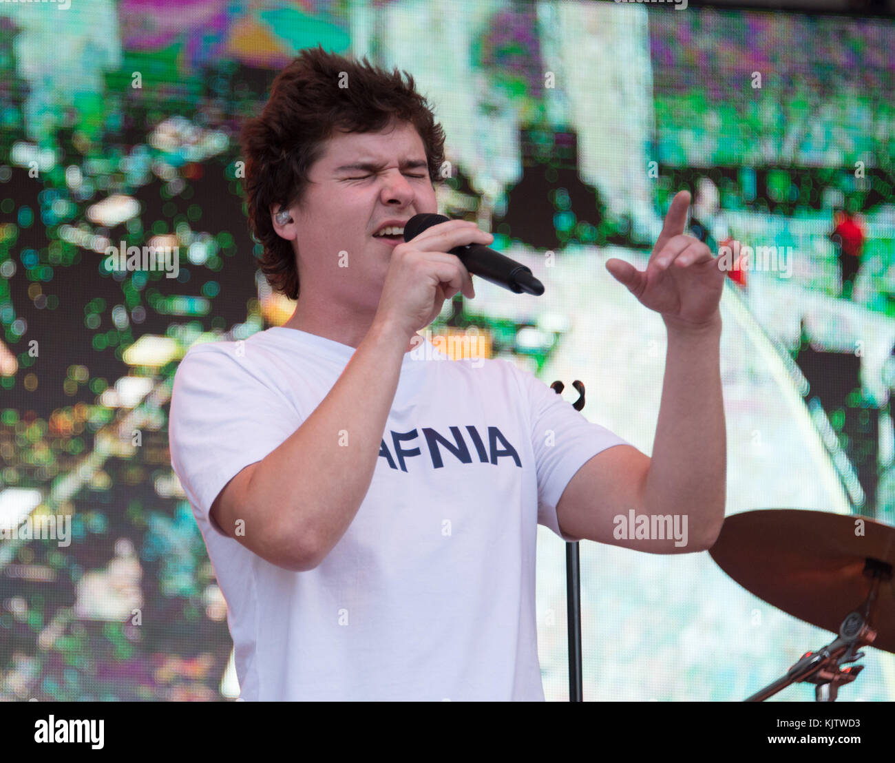 WEST PALM BEACH FL - APRIL 27: Lukas Graham performs during Sunfest on ...
