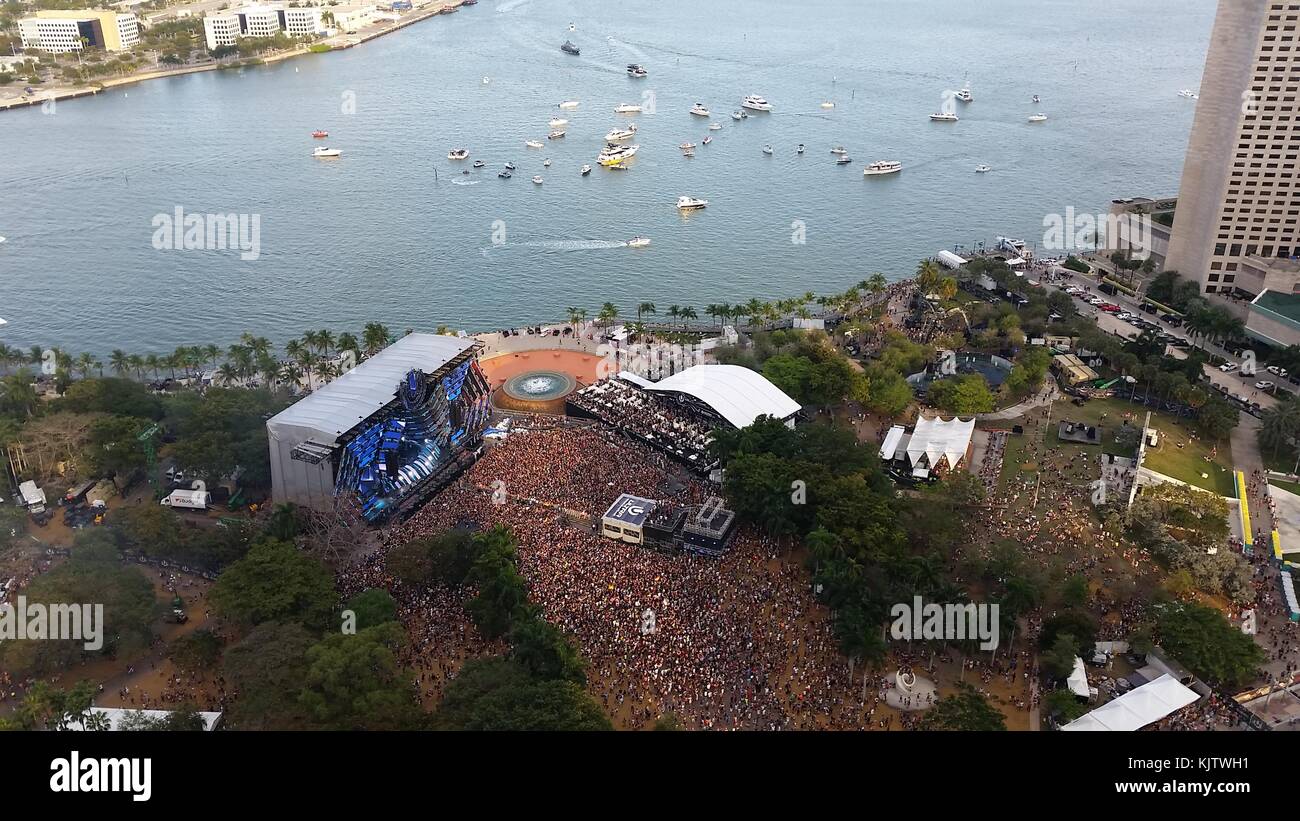 MIAMI, FL - MARCH 19: Aerial view of Ultra Music Festival 2016 on March ...