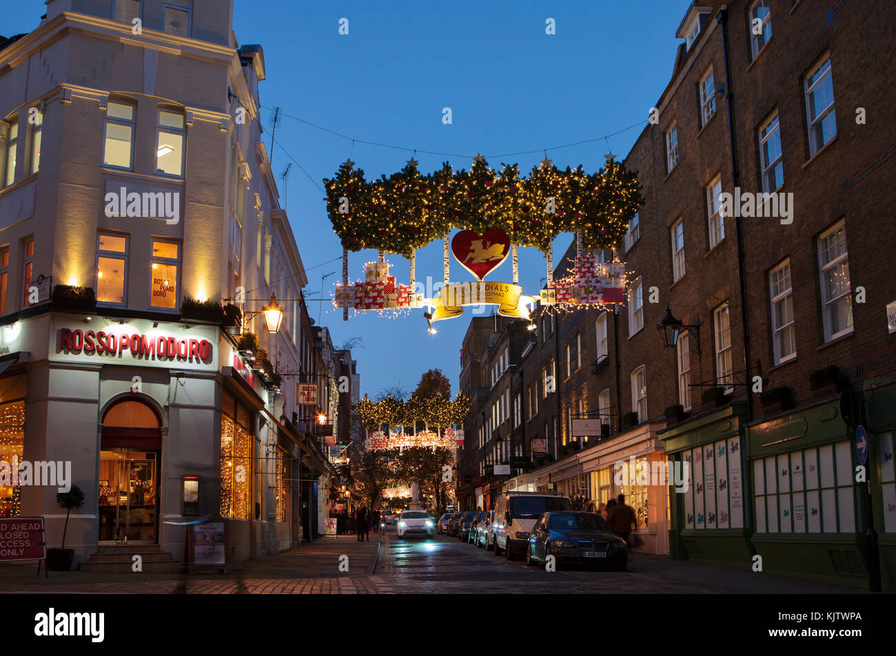 LONDON, UK - November 24th, 2017: Christmas lights on Seven Dials ...