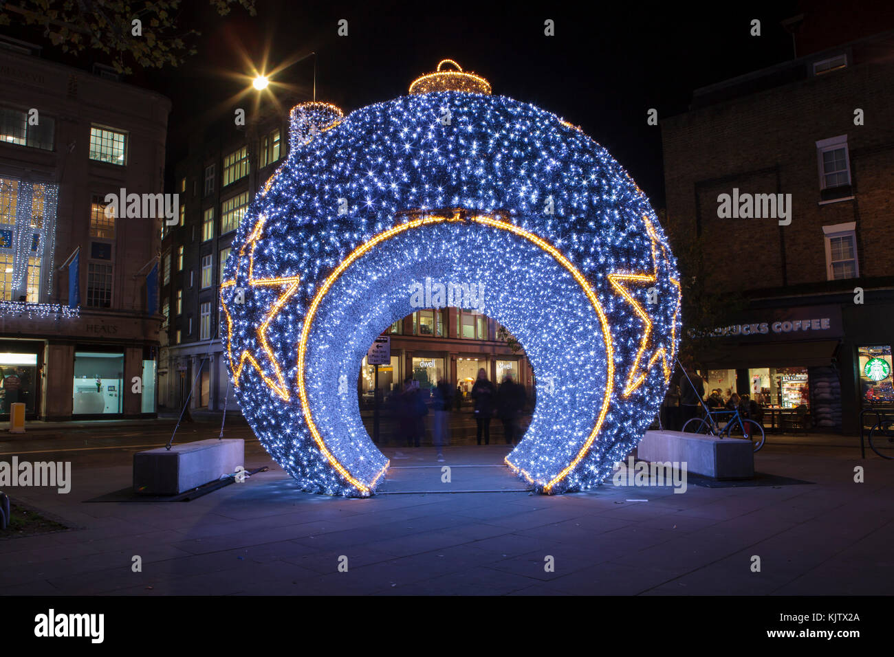 LONDON, UK - November 24th, 2017: Christmas bauble in Goodge Street ...