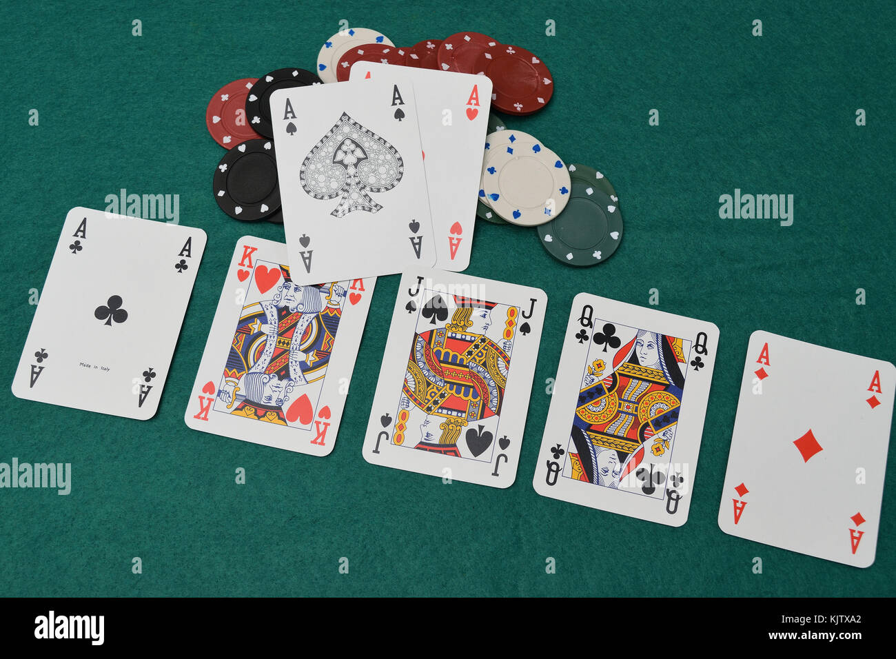 aces pair on a gambling table with chips Stock Photo - Alamy