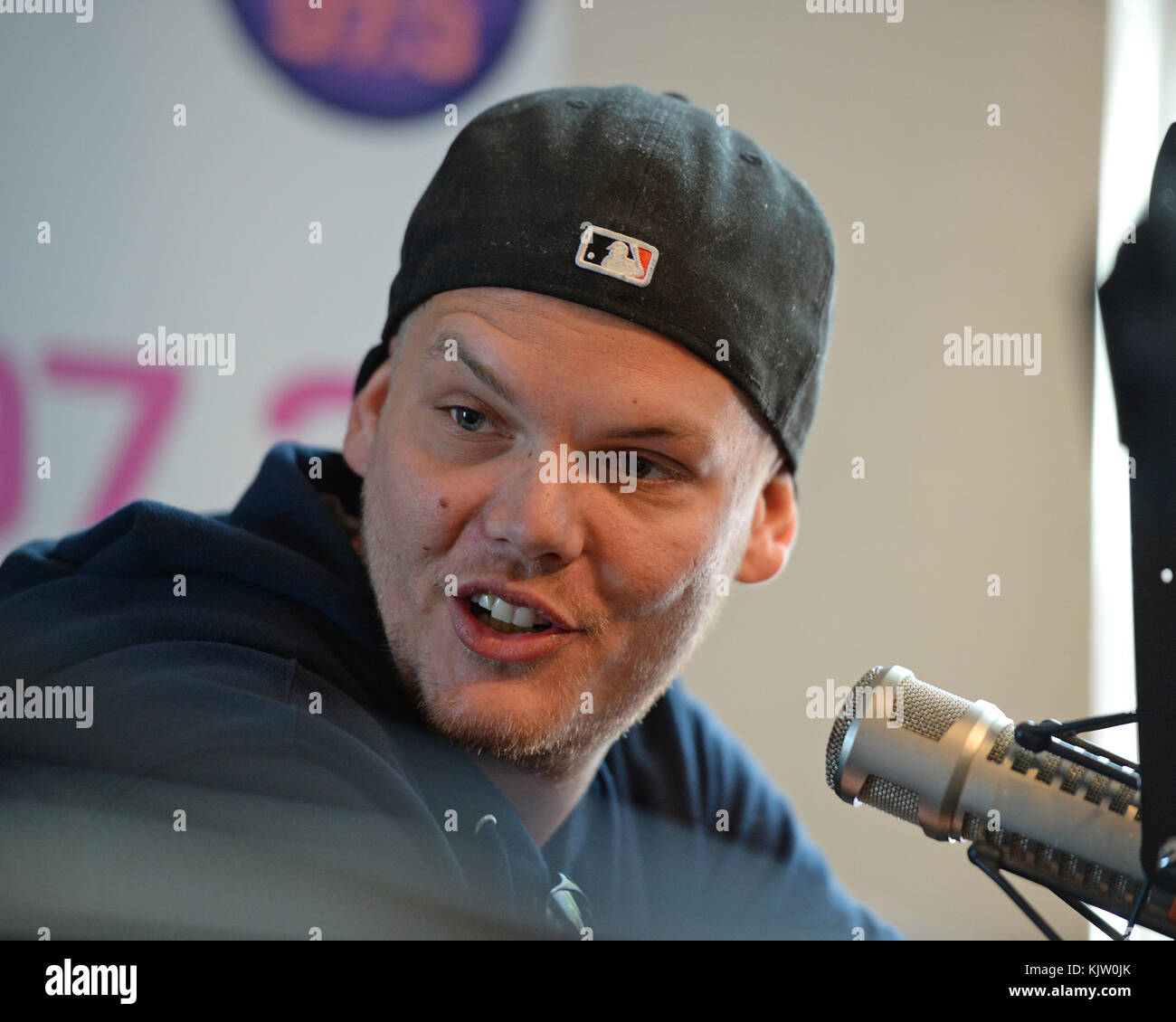 HOLLYWOOD, FL - FEBRUARY 12: Avicii visits radio station 97.3 The Hits ...
