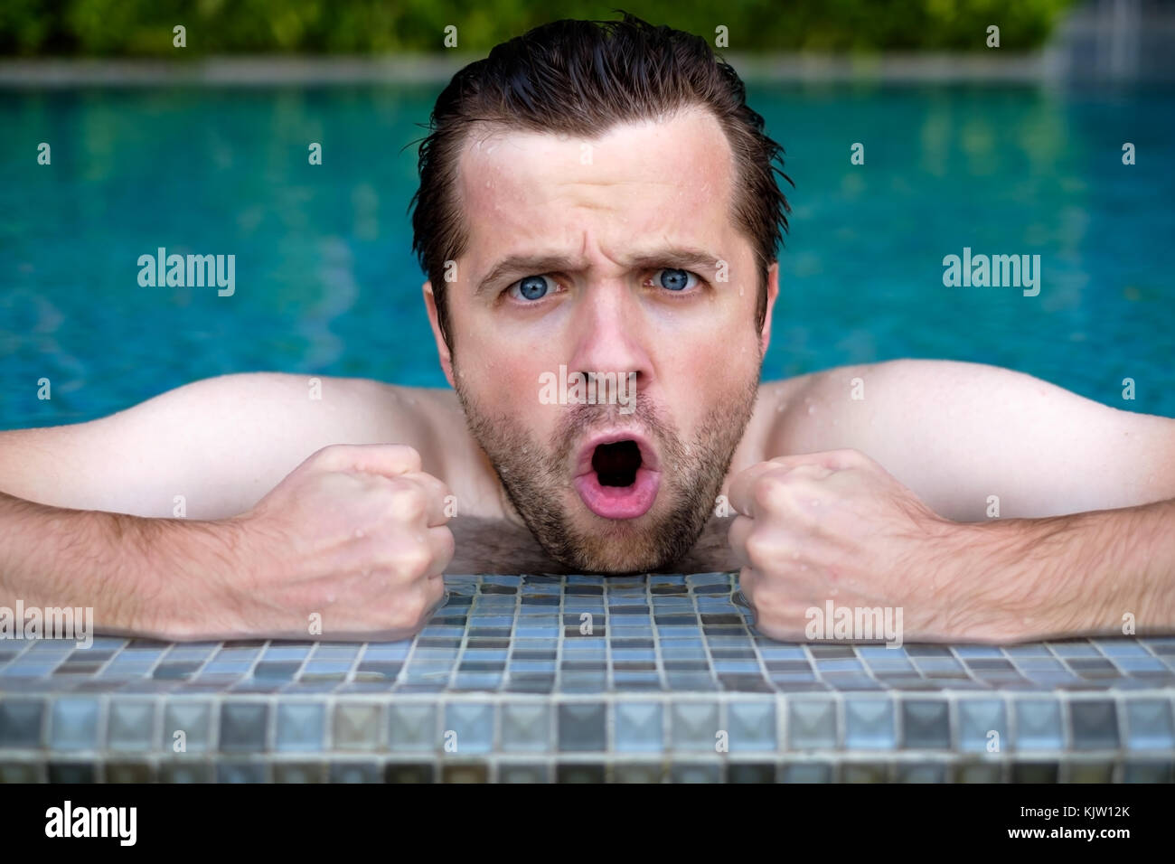Horizontal portrait angry middle aged caucasian hi-res stock ...