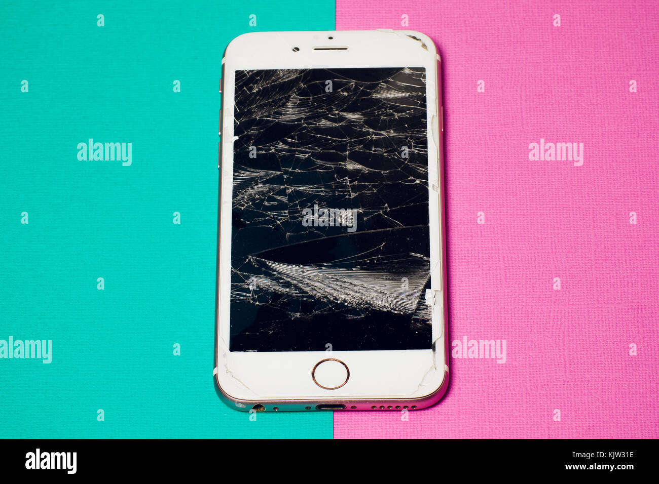 Modern mobile smartphone with broken screen color Stock Photo - Alamy