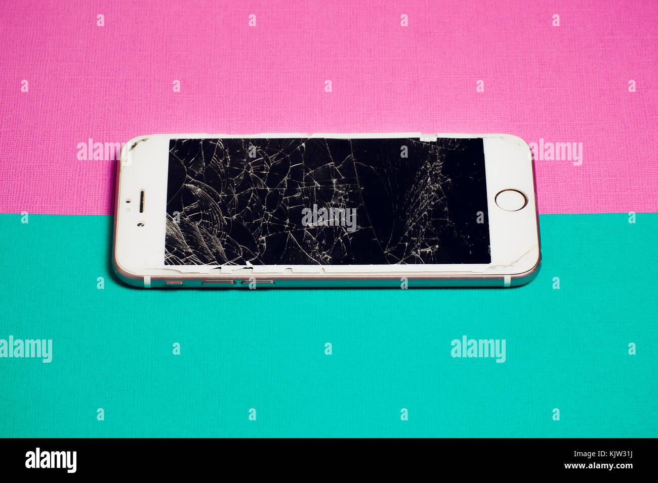 Modern mobile smartphone with broken screen color Stock Photo - Alamy