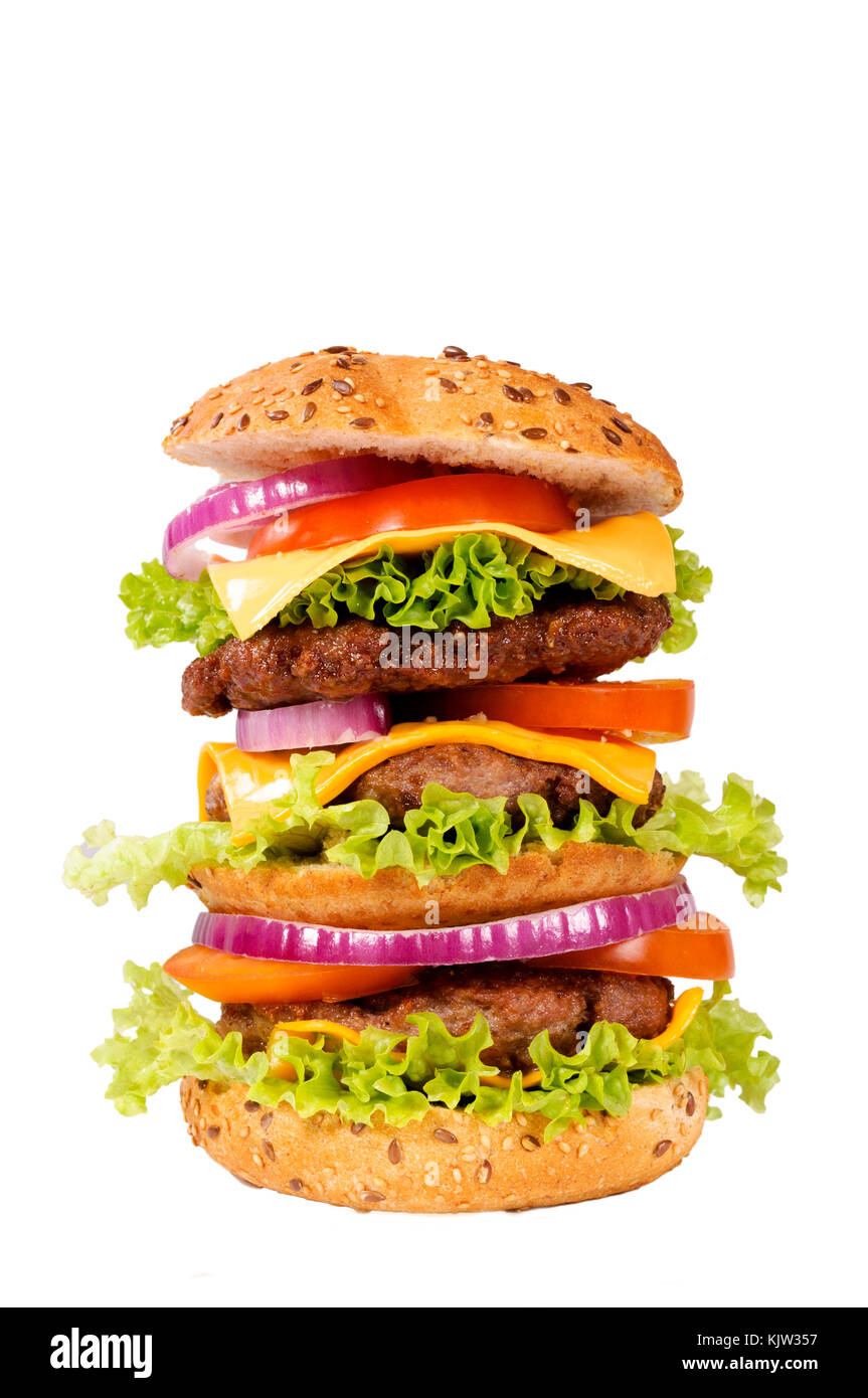 Very big hamburger isolated on white Stock Photo - Alamy