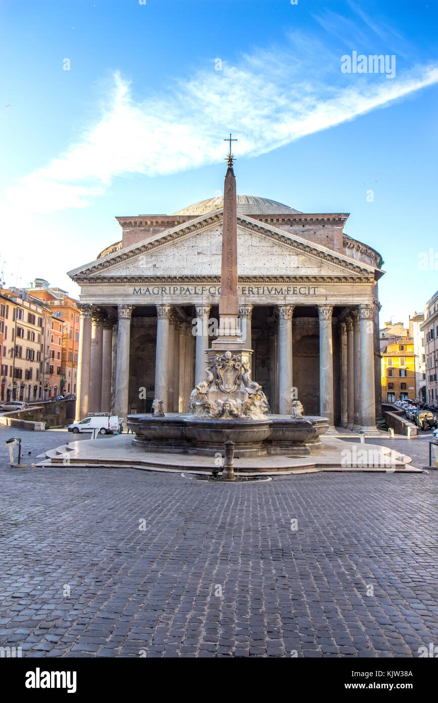 Ancient Roman Pantheon temple, front view - Rome, Italy Stock Photo - Alamy