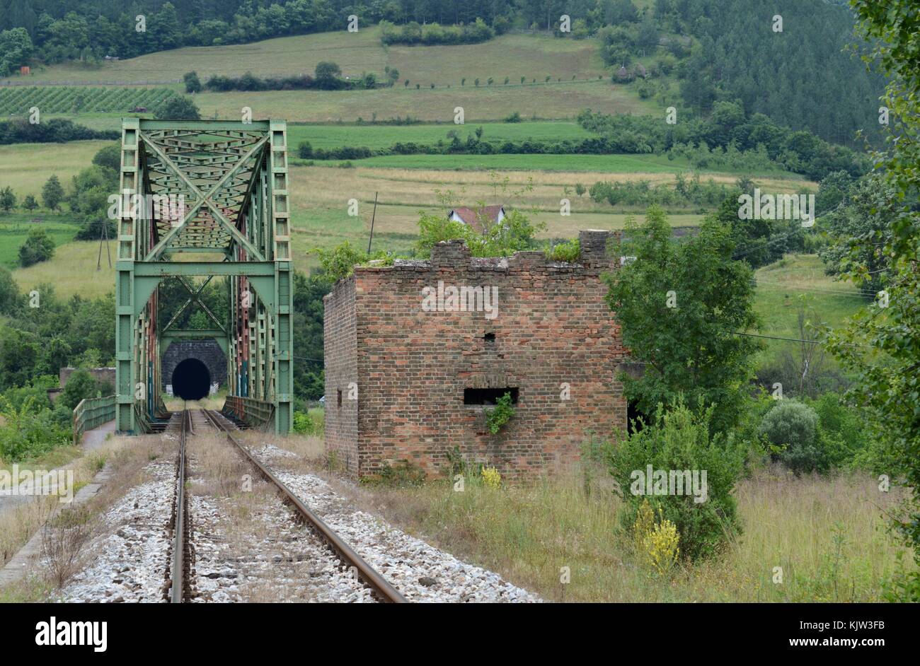 railway, bridge and old bunker Stock Photo - Alamy