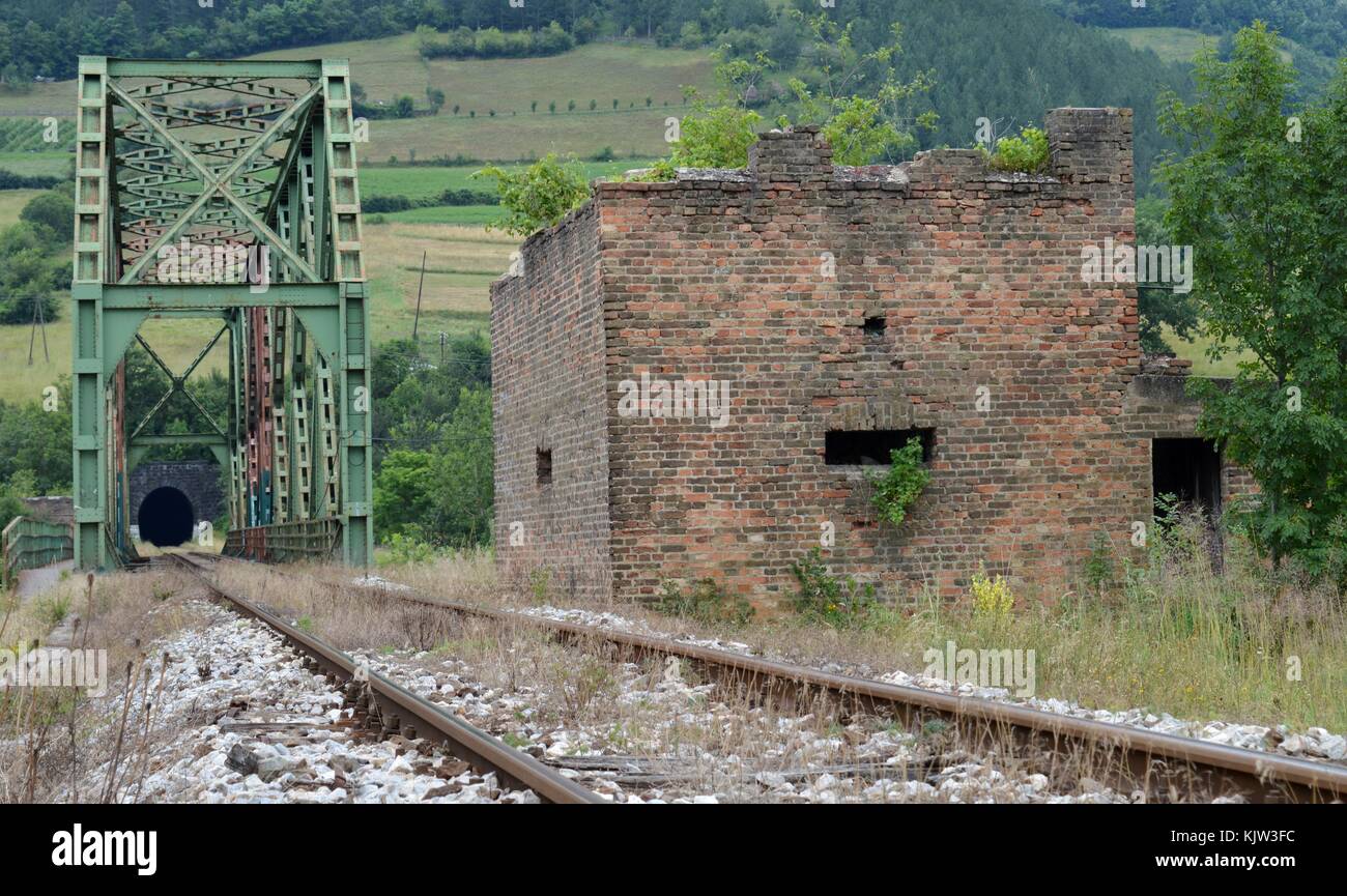 railway, bridge and old bunker Stock Photo - Alamy
