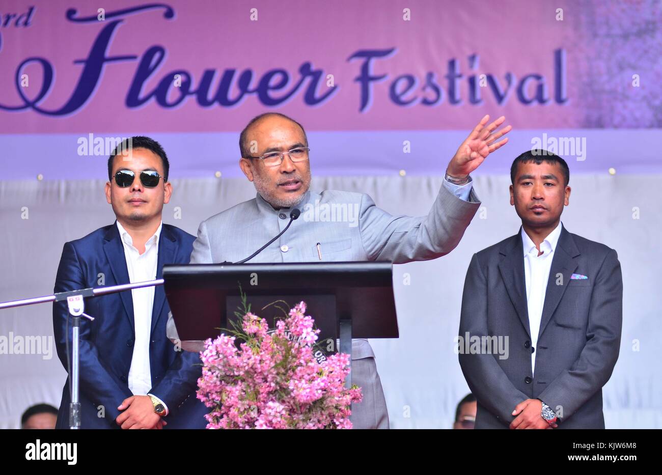Mao Gate, Manipur November 26, 2017: Manipur Chief Minister, N Biren ...