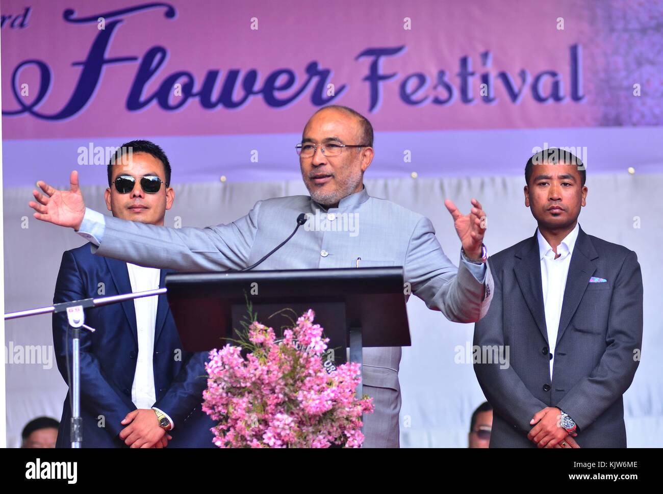 Mao Gate, Manipur November 26, 2017: Manipur Chief Minister, N Biren ...