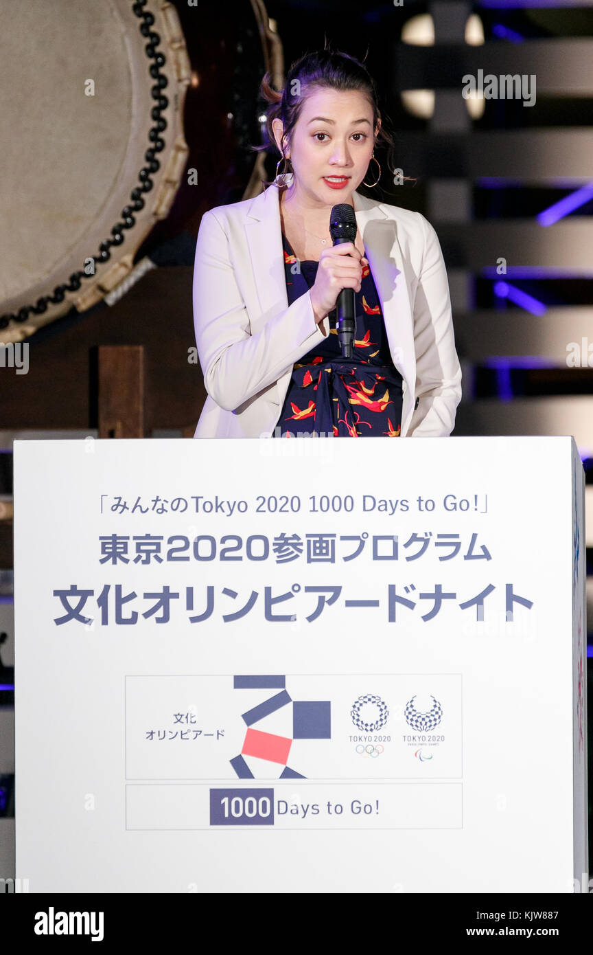 Tokyo, Japan. 26th Nov, 2017. Japanese model Shelly speaks during the ...