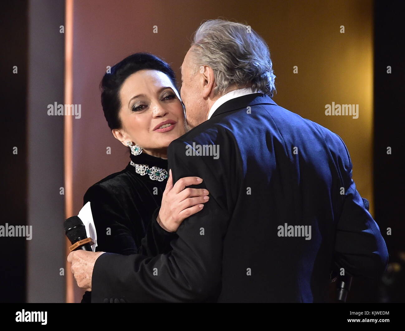 Czech pop music singer Karel Gott receives the Golden Nightingale award ...