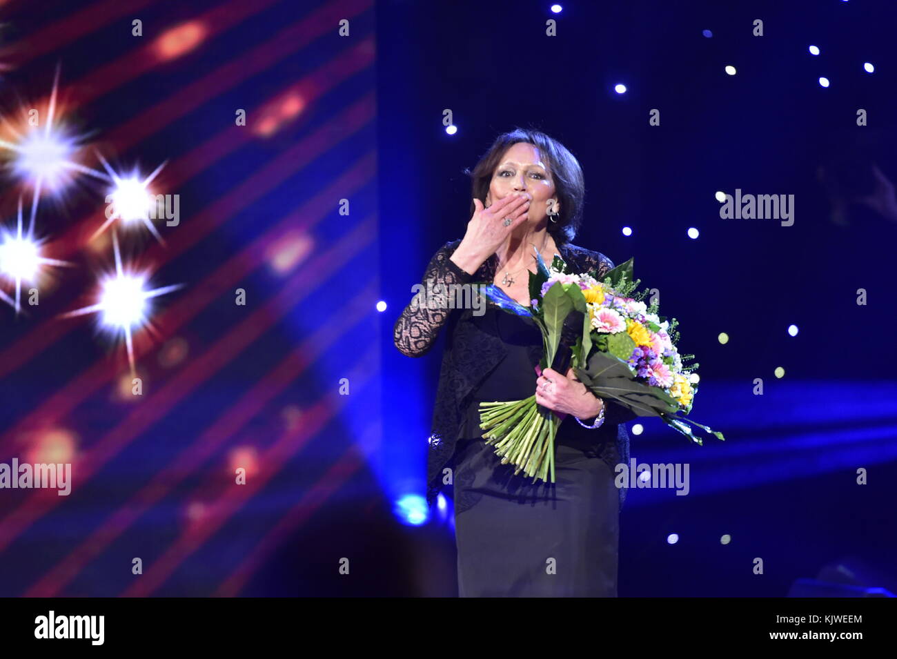 Czech pop music singer Karel Gott (not on the photo) receives the ...