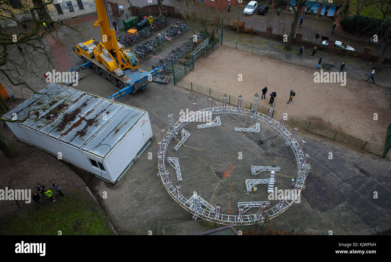 The so-called Wichern Advent wreath lies in front of the 56-metre-high ...