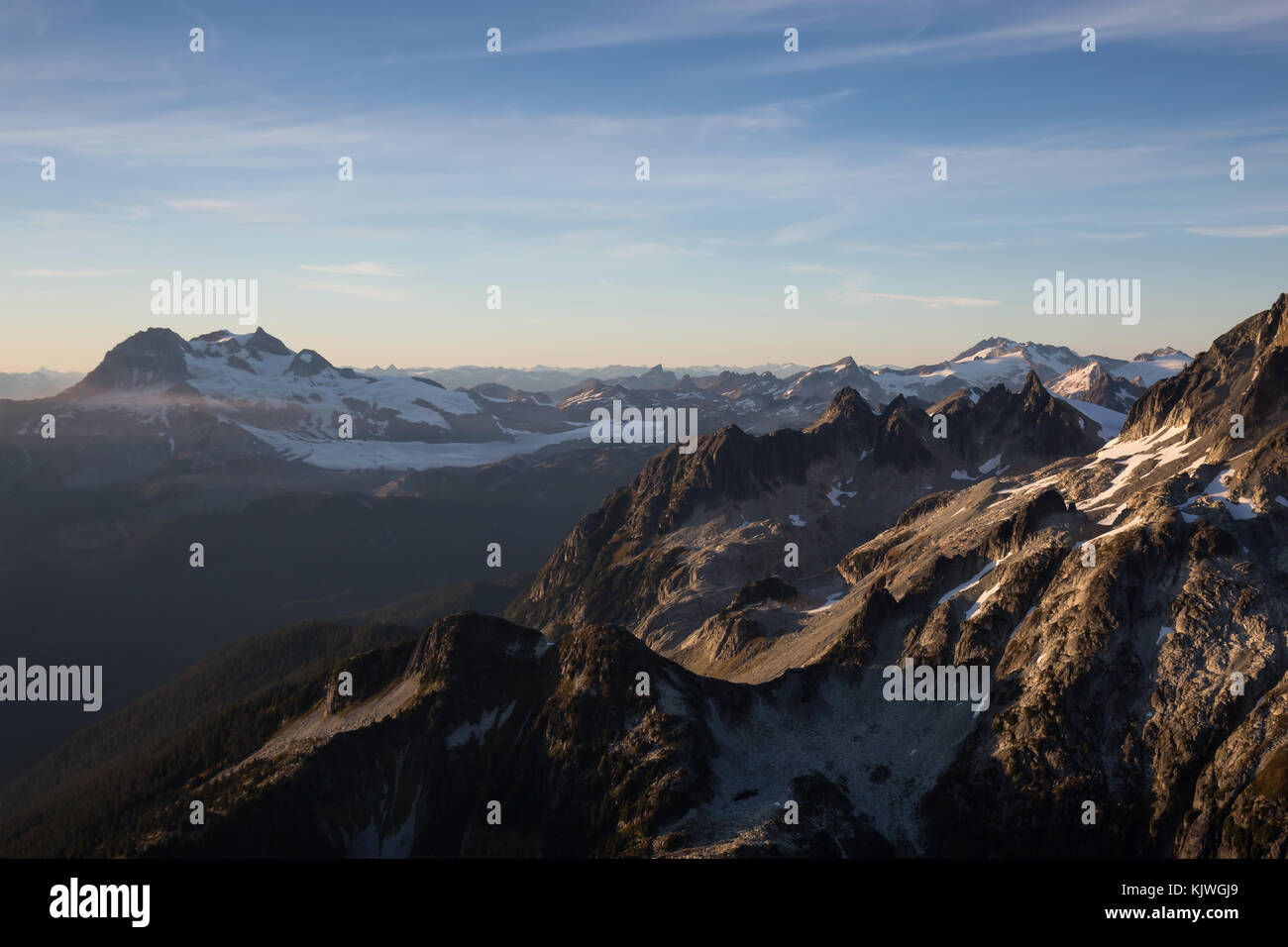Aerial view from an airplane of the beautiful Canadian mountain ...